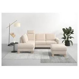 Ecksofa Home Affaire "Summer L-Form" Sofas Gr. B/H/T: 236 cm x 91 cm x 170 cm, Breitcord, Ottomane links, ohne Bettfunktion-ohne Bettkasten-ohne Federkern, beige (creme) mit Ottomane, wahlweise Bettfunktion und Bettkasten, Cord-Bezug