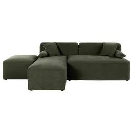 Ecksofa Andas "Sundstrup L-Form" Sofas Gr. B/H/T: 220cm x 76,5cm x 153cm, Samtoptik, Ottomane links, grün Modulserie, individuelle Zusammenstellung