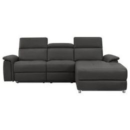 Ecksofa Places of Style "Pareli, L-Form, 259cm,m. Recamiere, Echtleder, Kunstleder, Webstoff" Sofas Gr. B/H/T: 259cm x 98cm x 163cm, Kunstleder, Recamiere rechts, manuelle Relaxfunktion auf Seite gegenüber der Recamiere, braun man. o. elektr. Relaxfunktion, USBKopfteilverstellg u. LED