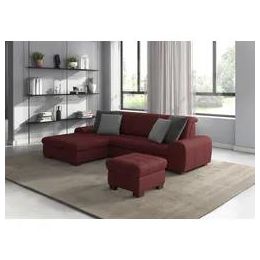 Sit & More Ecksofa SIT&MORE "Luxor L-Form" Sofas Gr. B/H/T: 275 cm x 82 cm x 173 cm, Luxus-Microfaser ALTARA NUBUCK, mega-Recamiere links, ohne Bettfunktion-ohne Bettkasten-ohne Kopfteilverstellung, rot (bordeaux) wahlweise mit Bettfunktion, Bettkasten und Kopfteilverstellung