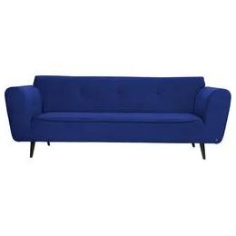 2-Sitzer Tom Tailor HOME "NEW WAVE CHIC" Sofas Gr. B/H/T: 193cm x 81cm x 91cm, Samtstoff TSV, blau (cobalt tsv 66) mit Knöpfen im Rücken, Breite 193 cm