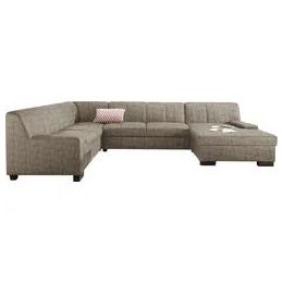 Wohnlandschaft DOMO collection "Norma Top U-Form" Sofas Gr. B/H/T: 328cm x 77cm x 90cm, Struktur, Recamiere rechts, ohne Bettfunktion, beige wahlweise mit Bettfunktion