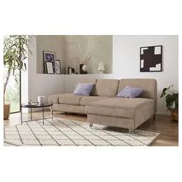 Sit & More Ecksofa SIT & MORE "Clio L-Form" Sofas Gr. B/H/T: 246cm x 89cm x 165cm, Microfaser, Recamiere rechts, mit manuellem Vorziehsitz-mit Bettkasten, beige wahlweise mit Bettfunktion oder Vorziehsitz und Bettkasten, Federkern