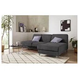 Sit & More Ecksofa SIT & MORE "Clio L-Form" Sofas Gr. B/H/T: 246cm x 89cm x 165cm, Microfaser, Recamiere rechts, mit manuellem Vorziehsitz-mit Bettkasten, grau (anthrazit) wahlweise mit Bettfunktion oder Vorziehsitz und Bettkasten, Federkern