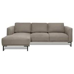 Ecksofa OTTO products "Fillin, L-Form" Sofas Gr. B/H/T: 242cm x 82cm x 152cm, Chenille, Recamiere links, braun (cappuccino) Struktur hergestellt aus recycelten PET-Flaschen und im Leinen-Mix