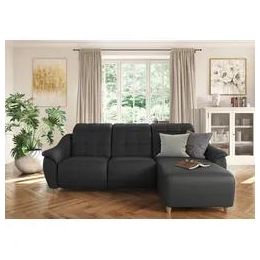 Ecksofa Home Affaire "Boston L-Form" Sofas Gr. B/T: 254cm x 170cm, NaturLEDER, Recamiere rechts, mit Kopfteilverstellung-mit 1 motorischer Relaxfunktion im 2sitzigen Sofaelement, schwarz Kopfteilverstellung an jeder Sitzfläche, wahlweise Relaxfunktion