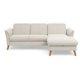 Sit & More Ecksofa SIT & MORE "Romero L-Form" Sofas Gr. B/H/T: 245cm x 91cm x 178cm, Struktur weich, Recamiere rechts, mit Federkern-mit Kopfteilverstellung-mit Bettfunktion-mit Bettkasten-ohne motorische Relaxfunktion, beige (creme) wahlweise mit oder ohne Relax-Funktion, Bettfunktion, Bettkasten