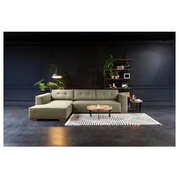 Ecksofa Tom Tailor HOME "HEAVEN CHIC XL" Sofas Gr. B/H/T: 302cm x 85cm x 221cm, Struktur grob TCU, Recamiere links, mit Bettfunktion-mit Bettkasten, grün (light olive tcu 23) aus der COLORS COLLECTION, wahlweise mit Bettfunktion & Bettkasten