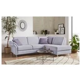 Sit & More Ecksofa SIT & MORE "Clio L-Form" Sofas Gr. B/H/T: 254cm x 89cm x 190cm, Struktur, Ottomane rechts, ohne Bettfunktion-ohne Bettkasten, silberfarben (silber) wahlweise mit Bettfunktion und Bettkasten, inklusive Federkern