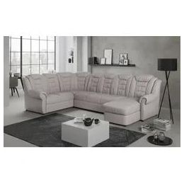 Wohnlandschaft Home Affaire "Boston U-Form" Sofas Gr. B/H/T: 333 cm x 102 cm x 216 cm, Kunstleder SOFTLUX, langer Schenkel links-Recamiere rechts, Ohne Bettfunktion-ohne Schubkasten, beige (sand) Gemütliche Wohnlandschaft mit hoher Rückenlehne in klassischem Design