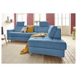 Sit & More Ecksofa SIT & MORE "Pablo L-Form" Sofas Gr. B/H/T: 233cm x 80cm x 196cm, Luxus-Microfaser, Ottomane rechts, mit Bettfunktion, blau (hellblau) wahlweise mit Bettfunktion und Bettkasten