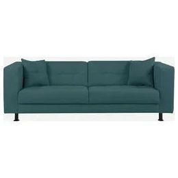 3-Sitzer Inosign "Bengo" Sofas Gr. B/H/T: 202cm x 68cm x 88cm, Struktur, blau (petrol) mit Steppung im Sitz- und Rückenbereich, incl. Zierkissen