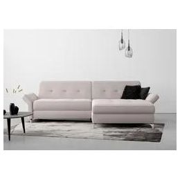 Ecksofa Inosign "Maredo L-Form" Sofas Gr. B/H/T: 284 cm x 89 cm x 179 cm, Samtoptik, mega-Recamiere rechts, ohne Kopfteilverstellung, ohne Armteilfunktion, beige (sand) Federkern, wahlweise auch mit Kopfteil- und Armlehnverstellung