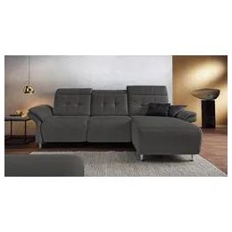 Ecksofa Places of Style "Manhattan L-Form" Sofas Gr. B/H/T: 270cm x 102cm x 168cm, Struktur, Recamiere rechts, grau 2 Sitze mit elektrischer Relaxfunktion, verstellbare Armlehnen