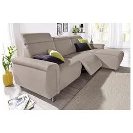 Sit & More Ecksofa SIT&MORE "Township L-Form" Sofas Gr. B/H/T: 253 cm x 102 cm x 168 cm, Struktur fein, Recamiere rechts, mit elektrischer Wallfree-Funktion, grau (hellgrau) wahlweise mit elektrischer Wallfree-Funktion