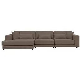 Ecksofa OTTO products "Grenette L-Form" Sofas Gr. B/H/T: 326cm x 77cm x 154cm, Struktur (recyceltes Polyester), Ottomane links, braun Modulsofa, im Baumwoll-Leinenmix oder aus recycelten Stoffen