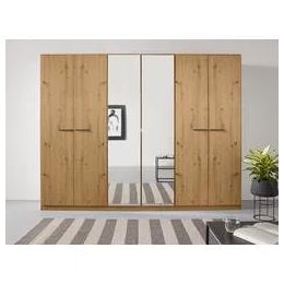 Drehtürenschrank Rauch "Kleiderschrank Schrank Garderobe TOPSELLER OTELI inkl. Inneneinteilung" Schränke Gr. B/H/T: 270 cm x 210 cm x 54 cm, Mit Spiegel, braun (eiche artisan) mit 3 Innenschubladen extra Böden optional Spiegel MADE IN GERMANY