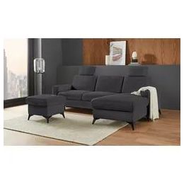 Ecksofa Places of Style "Lolland L-Form" Sofas Gr. B/H/T: 250cm x 88cm x 162cm, Struktur flausch, Recamiere rechts, mit Bettfunktion und Bettkasten, schwarz Wahlweise mit Bettfunktion und Bettkasten, Federkern