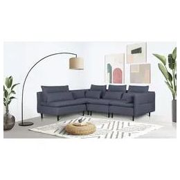 Ecksofa Andas "ALVIK L-Form" Sofas Gr. B/H/T: 262cm x 88cm x 172cm, Struktur fein, Ottomane links, Ottomane links, blau zusammengesetzt aus Modulen, erweiterbar mit Modulen der Serie