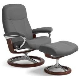 Relaxsessel stressless "Garda", grau (grau batick), B:91cm H:102cm T:79cm, Sessel, mit Signature Base, Größe L, Gestell Braun