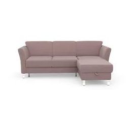 Sit & More Ecksofa SIT & MORE "Visby L-Form" Sofas Gr. B/H/T: 248cm x 87cm x 162cm, Struktur fein, Recamiere rechts, mit Bettfunktion-mit Bettkasten, rosa (altrosa) wahlweise mit Bettfunktion und Bettkasten, frei im Raum stellbar