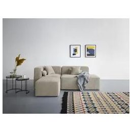 Ecksofa Andas "Sundstrup L-Form" Sofas Gr. B/H/T: 233cm x 76,5cm x 93cm, Struktur weich, Recamiere links, grau (taupe) Modulserie, individuelle Zusammenstellung