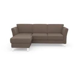 Sit & More Ecksofa SIT & MORE "Visby L-Form" Sofas Gr. B/H/T: 248cm x 87cm x 162cm, Luxus-Microfaser Paris, Recamiere links, ohne Bettfunktion-ohne Bettkasten, grau (taupe) wahlweise mit Bettfunktion und Bettkasten, frei im Raum stellbar