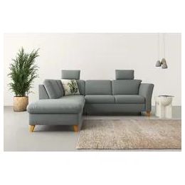 Ecksofa Home Affaire "Trelleborg L-Form" Sofas Gr. B/H/T: 252cm x 86cm x 213cm, Chenille-Optik, Ottomane links, mit Bettfunktion-mit Stauraum, grau Federkern-Polsterung, wahlweise mit Bettfunktion und Stauraum