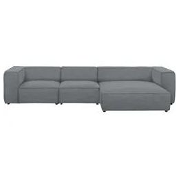 Ecksofa W.Schillig "around-the-block" Sofas Gr. B/H/T: 341cm x 66cm x 164cm, Longlife fabric Flachgewebe T88, Longchair rechts, schwarz-weiß (black white t88) mit eleganter Biese, Federkern, Breite 341 cm