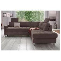 Sit & More Ecksofa SIT & MORE "Pablo L-Form", braun (dunkelbraun), B:233cm H:78cm T:196cm, Struktur fein (100% Polyester), Struktur (100% Polyester), Sofas, wahlweise mit Bettfunktion