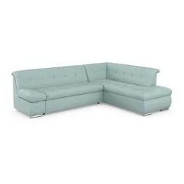 Ecksofa DOMO collection "Mona L-Form" Sofas Gr. B/H/T: 271cm x 80cm x 213cm, Struktur grob, Ottomane rechts, mit Bettfunktion-mit Armlehnenfunktion, grün (mint) wahlweise mit Bett- und Armlehnfunktion