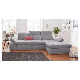 Sit & More Ecksofa SIT & MORE "Stardust L-Form", silber, B:302cm H:77cm T:189cm, Struktur (100% Polyester), Struktur fein (95% Polyester, 5% Polyamid), Sofas, wahlweise mit Bettfunktion und Bettkasten