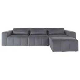 Ecksofa LeGer Home by Lena Gercke "Maileen L-Form" Sofas Gr. B/H/T: 322 cm x 74 cm x 155 cm, Luxus-Microfaser weich, Recamiere rechts, grau (anthrazit) Modulsofa, bestehend aus 4 Modulen, Farben mixbar