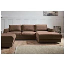 Ecksofa Andas "Hobro L-Form" Sofas Gr. B/H/T: 264 cm x 80 cm x 175 cm, Samtoptik, Recamiere rechts, braun in 3 Bezugsqualitäten vielen Farben, Design by Morten Georgsen