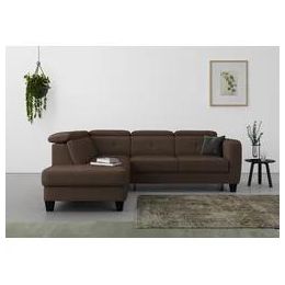 Sit & More Ecksofa SIT & MORE "Belluci L-Form", braun (dunkelbraun), B:249cm H:85cm T:195cm, Sofas, inklusive Federkern, wahlweise mit Bettfunktion und Bettkasten