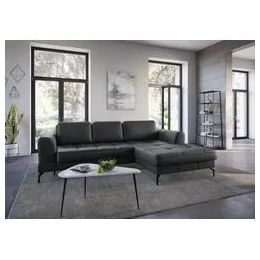 Sit & More Ecksofa SIT&MORE "Bendigo L-Form" Sofas Gr. B/H/T: 284 cm x 87 cm x 175 cm, NaturLEDER, mega-Recamiere rechts, mit schwarzem Nickelfuß, schwarz inklusive Sitztiefenverstellung, Bodenfreiheit 15 cm, 2 Fußfarben