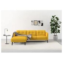 Sit & More Ecksofa SIT & MORE "Scandia L-Form" Sofas Gr. B/H/T: 269cm x 82cm x 183cm, Struktur weich, Recamiere links, Mit Kopfteilverstellung-Mit Armteilfunktion-Mit schwarzen matten Metallfüßen, gelb (senf) Wahlweise mit Kopfteilverstellung und Armteilfunktion