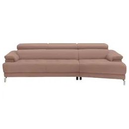 Ecksofa Egoitaliano "Soul, extravagantes Designsofa, Megasofa, super bequem, tolle Details" Sofas Gr. B/H/T: 246 cm x 99 cm x 140 cm, Leder BULL, Recamiere rechts, rosa (millenium rose) mit Trapez-Abschlußelement, inkl verstellbarer Kopfteile