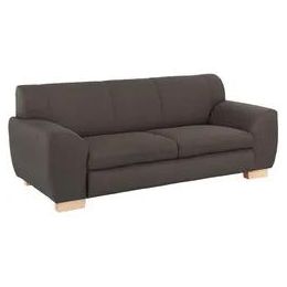 Sofa Home Affaire "Nika" Sofas Gr. B/H/T: 195 cm x 78 cm x 84 cm, Struktur fein, 3-Sitzer, braun wahlweise als 2-oder 3-Sitzer, in 2 Bezugsvarianten