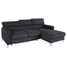 Ecksofa COTTA "Sammy L-Form" Sofas Gr. B/H/T: 226cm x 74cm x 169cm, Chenille, Recamiere rechts, mit Bettfunktion-mit Bettkasten-mit Kopfteilverstellung, schwarz inklusive Kopfteilverstellung, wahlweise mit Bettfunktion