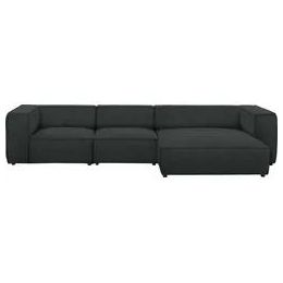 Ecksofa W.Schillig "around-the-block" Sofas Gr. B/H/T: 341cm x 66cm x 164cm, Longlife fabric Flachgewebe T88, Longchair rechts, grau (anthracite t88) mit eleganter Biese, Federkern, Breite 341 cm