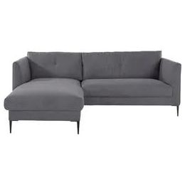 Ecksofa LEONIQUE "Falbella, L-Form" Sofas Gr. B/H/T: 235cm x 84cm x 165cm, Struktur fein, Recamiere links, grau (dunkelgrau) extra hohe Füße aus Metall, für kleine Räume geeignet