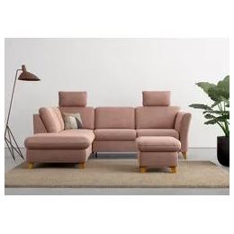 Ecksofa Home Affaire "Trelleborg L-Form" Sofas Gr. B/H/T: 252 cm x 86 cm x 213 cm, Feincord, Ottomane links, mit Bettfunktion-mit Stauraum, rosa (altrosa) wahlweise mit Bettfunktion und Bettkasten, inkl. Federkern-Polsterung