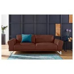 2,5-Sitzer W.Schillig "montanaa" Sofas Gr. B/H/T: 232 cm x 78 cm x 94 cm, Longlife Xtra-Leder Z69, braun (tobacco z69) mit Metallkufen in Chrom glänzend, Breite 232 cm