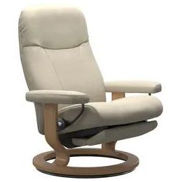 Relaxsessel stressless "Garda" Sessel Gr. Leder BATICK, PowerTM Leg & Back-mit Akku-Classic Base Eiche, B/H/T: 85cm x 100cm x 77cm, beige (cream batick) verstellbar, optional 2-motorisch, Größe M & L, Gestell Eiche