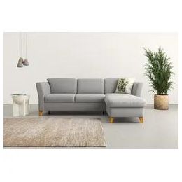 Ecksofa Home Affaire "Trelleborg L-Form" Sofas Gr. B/H/T: 249cm x 86cm x 162cm, Luxus-Microfaser Euphoria, Recamiere rechts, mit Bettfunktion-mit Bettkasten, grau Federkern-Polsterung, wahlweise mit Bettfunktion und Bettkasten