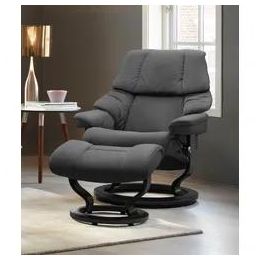 Relaxsessel stressless "Reno" Sessel Gr. ROHLEDER Stoff Q2 FARON, Classic Base Schwarz, Relaxfunktion-Drehfunktion-PlusTMSystem-Gleitsystem, B/H/T: 88 cm x 98 cm x 78 cm, grau (dark grey q2 faron) mit Classic Base, Größe S, M & L, Gestell Schwarz