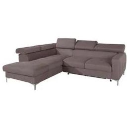 Ecksofa COTTA "Sammy L-Form" Sofas Gr. B/H/T: 242cm x 74cm x 207cm, Struktur, Ottomane links, mit Kopfteilverstellung, braun inklusive Kopfteilverstellung, wahlweise mit Bettfunktion