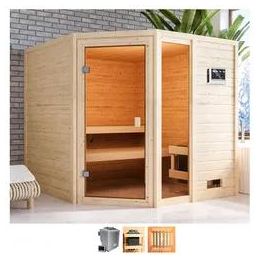 Welltime Sauna "Tally" Saunen 9-kW-Bio-Ofen mit ext. Steuerung Gr. Bio-Kombiofen, beige (naturbelassen)