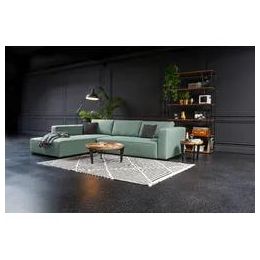 Ecksofa Tom Tailor HOME "HEAVEN STYLE M" Sofas Gr. B/H/T: 282cm x 85cm x 221cm, Struktur fein TBO, Recamiere links, ohne Bettfunktion-ohne Bettkasten-Kunststofffuß, grün (mint tbo 53) aus der COLORS COLLECTION, wahlweise mit Bettfunktion & Bettkasten